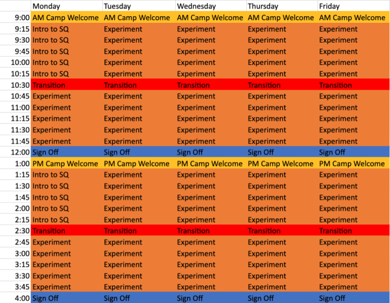 Camp Schedule Science Quest camp-schedule-science-quest